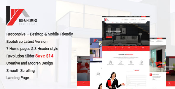 Idea Home Real Estate Bootstrap Template by logicsforest